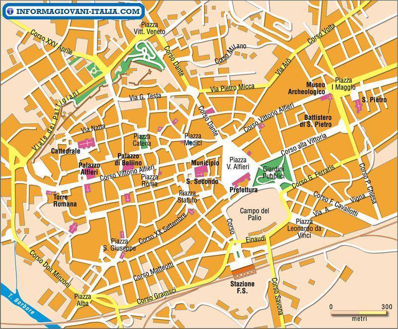 Karte von Asti - Stadtplan Asti