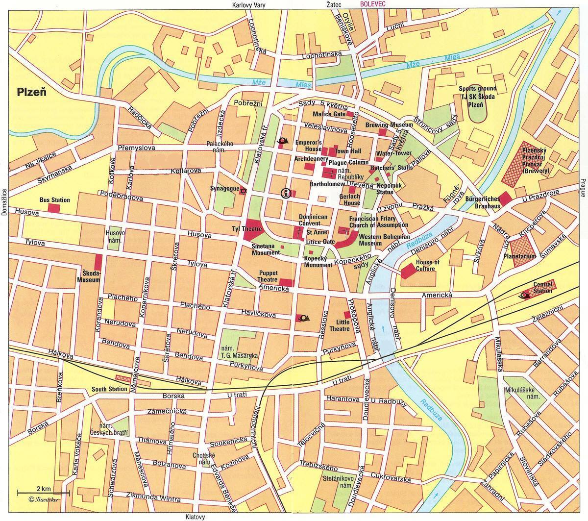 Karte von Pilsen - Stadtplan Pilsen